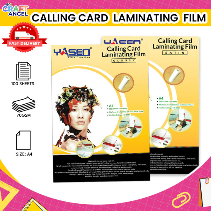Yasen 100 Sheets A4 Size Calling Card Laminating Film Glossy/Satin ...