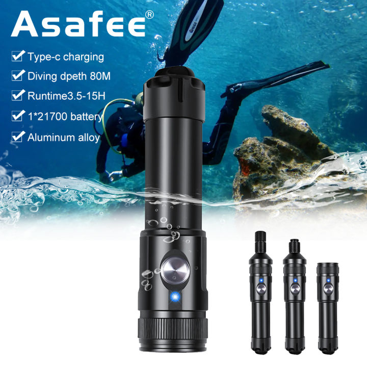 Asafee T21 powerful light diving flashlight SST40 LED outdoor diving ...