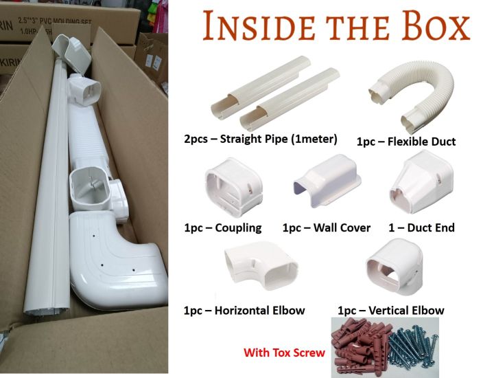 3"x2.5" - PVC Copper Pipe Cladding/Molding Set for Aircon Good for 1hp ...