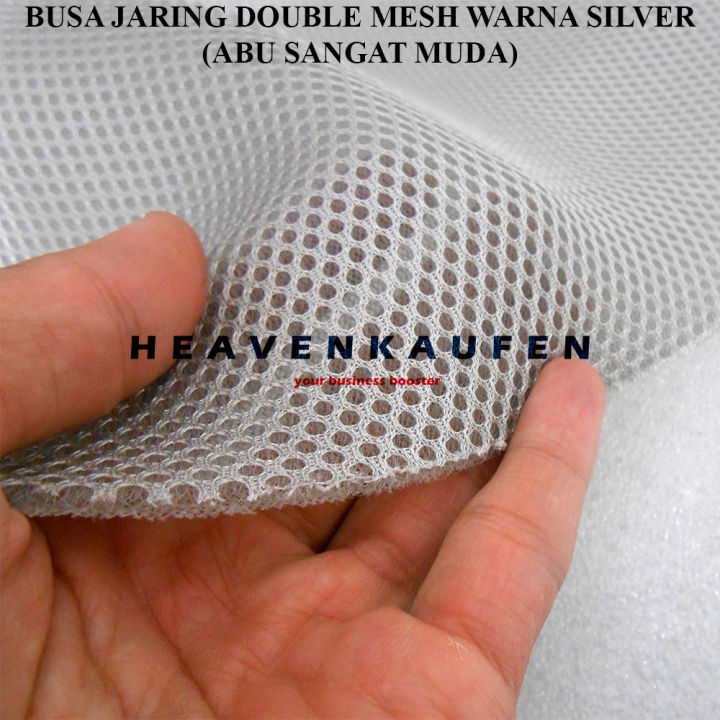Kain Busa Jaring / Jala Double Mesh Atau MEsh Sandwich Warna Silver ...