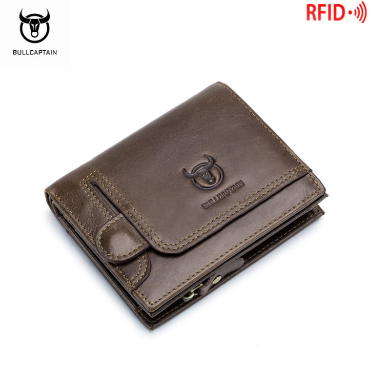 BULLCAPTAIN Leather Wallet Men's Business Casual RFID Anti-Magnetic ...
