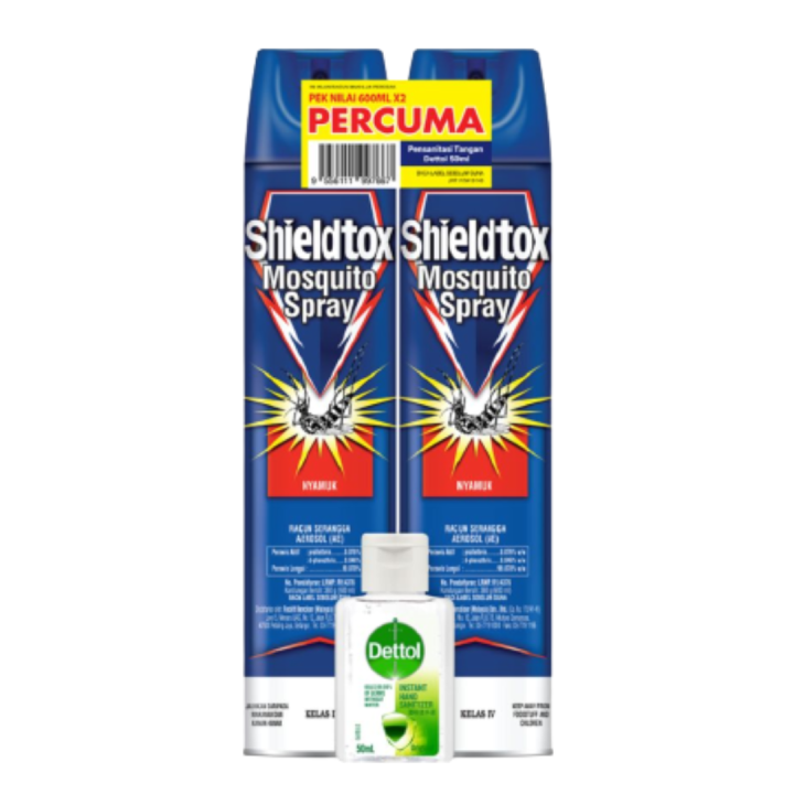 Shieldtox Aerosol 2 x 600ml FOC Dettol 50ml (Twin Pack) | Lazada