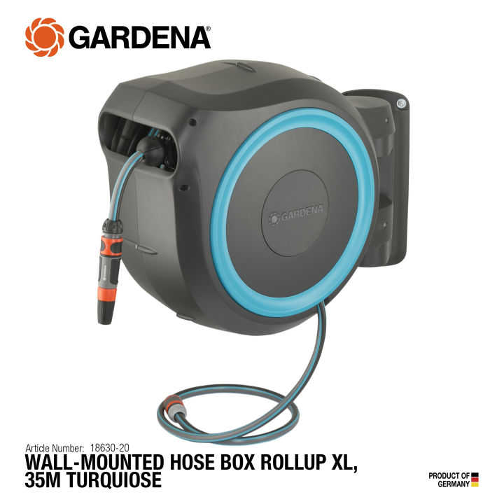 GARDENA Wall Mounted Hose Box RollUp XL, 35m turquiose | Lazada PH