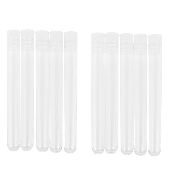100Pcs Clear Plastic Test Tube with Cap 12X100mm U-Shaped Bottom Long ...