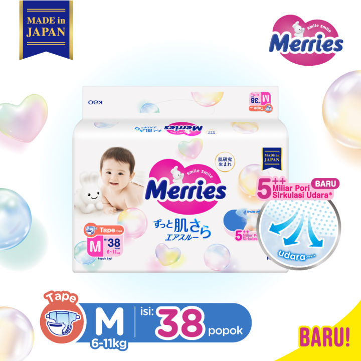 Merries Premium Popok Perlengkapan Bayi Tipe Perekat M38 (6-11kg ...