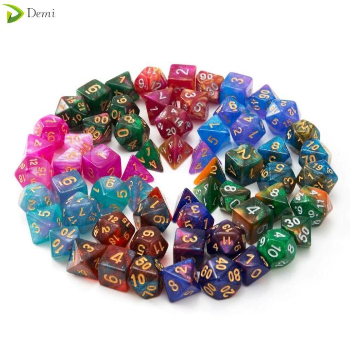 DEMI 7Pcs/set อะคริลิค สำหรับ TRPG DND D12 D20 D4 D6 D8 D10 ลูกเต๋าเกม ...