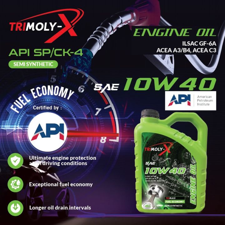TRIMOLY-X TRIMOLYX 10W40 SEMI SYNTHETIC ENGINE OIL SP/CF 4L Car ...