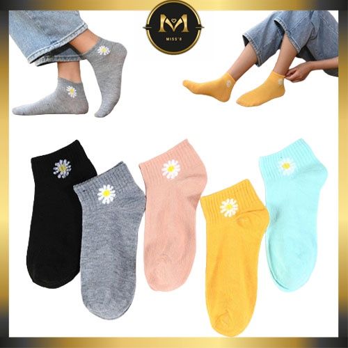 MISS'O KK605 Kaos Kaki Motif Bunga Daisy Cute Kaus Kaki Girl Korea ...