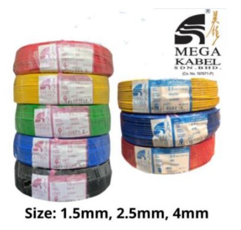 1.5MM 2.5mm² MEGA Kabel Insulated PVC 100% Pure Copper Cable (SIRIM)/ A ...