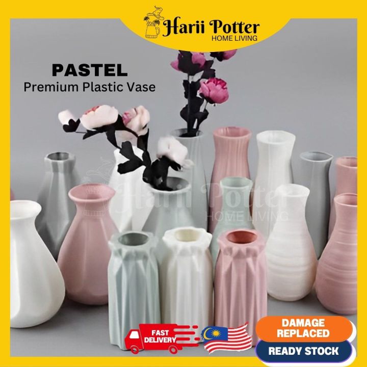 Aesthetic Premium Plastic Pastel Vase Pasu Plastik Hiasan Pastel Flower ...