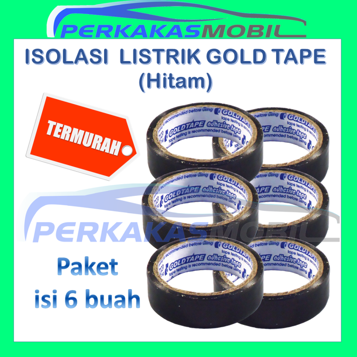 GOLD TAPE Goldtape 6 buah / 6 roll Isolasi listrik hitam atau selotip ...