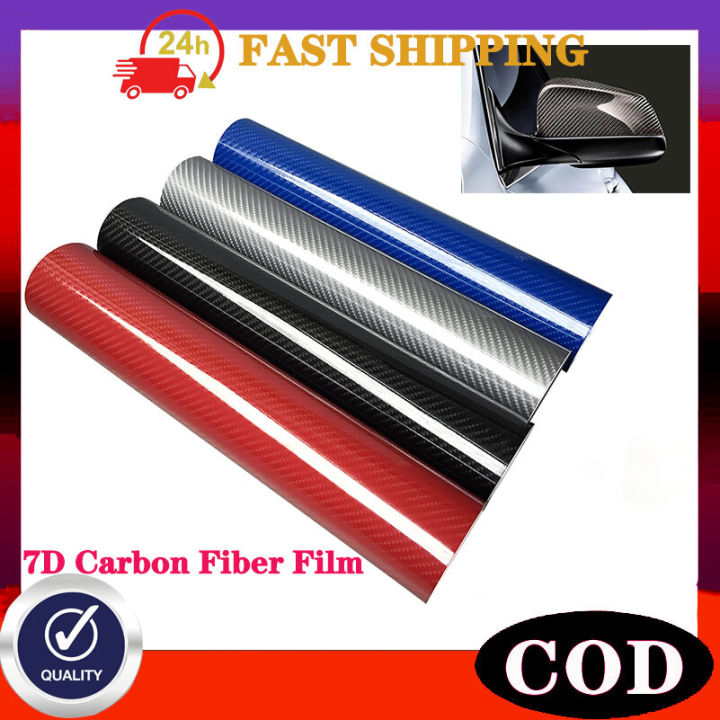 【Free Gift】7D Carbon Fiber Sticker High Glossy Waterproof Car Wrapping ...