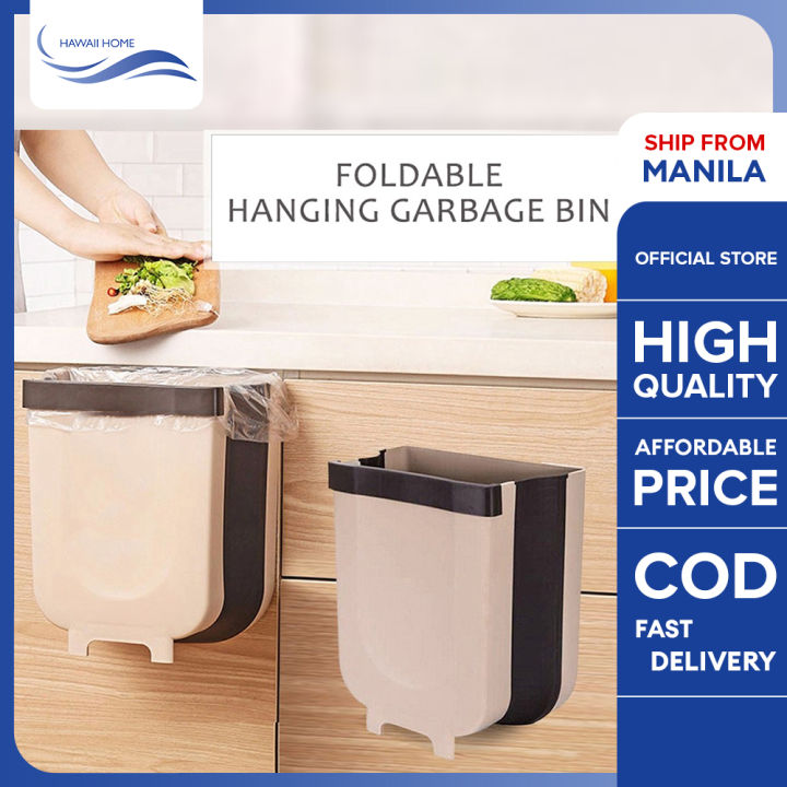 Hawaii Home 1pc 5L Wall Mounted Folding Waste Bin Kitchen Cabinet Door ...