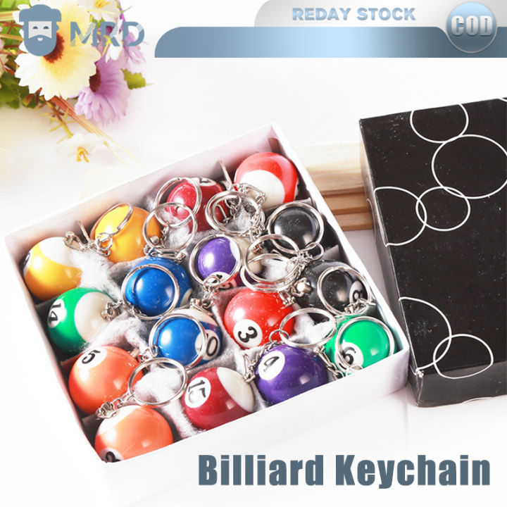 16Pcs Billiard Lucky Number Key Chain Resin Billiard Large Size Pool ...