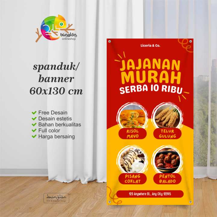 Spanduk Banner Merah dan Kuning Ilustrasi Sederhana Promosi Makanan ...