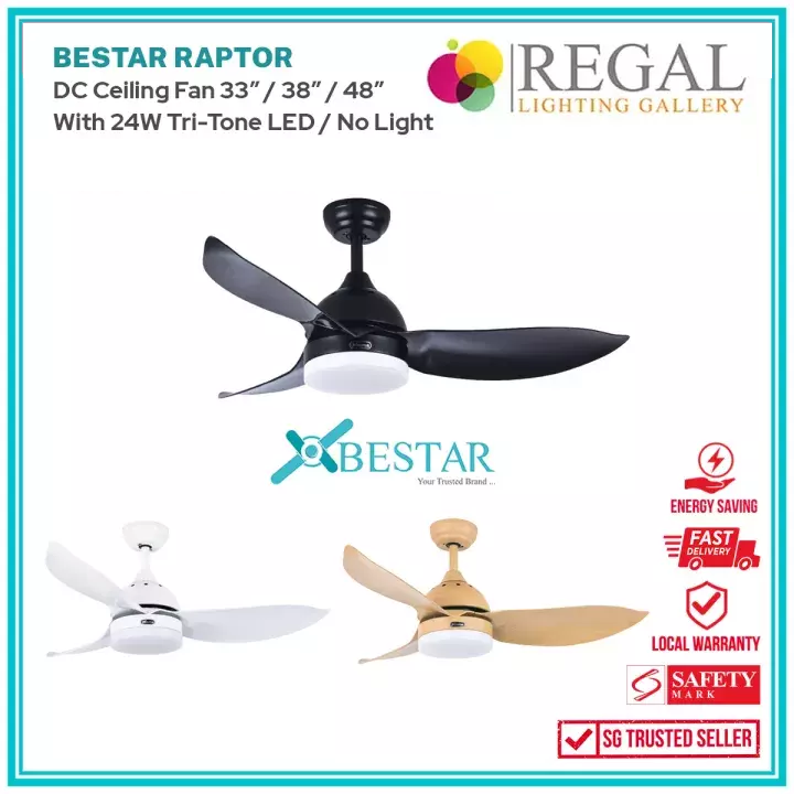 [Free remote] Bestar Raptor 33" / 38" / 48" Ceiling Fan with 24W Tri ...