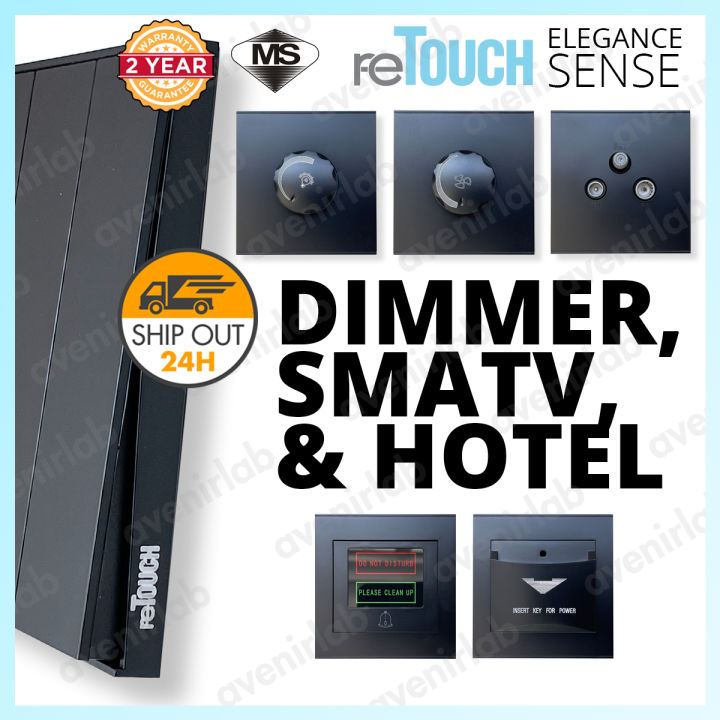 [MATTE BLACK] reTouch Switch Elegance Sense Dimmer Fan Regulator SMATV ...