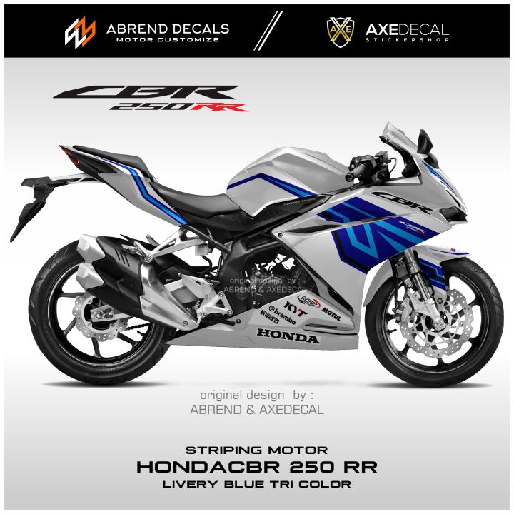 STRIPING CBR 250 RR LIVERY BLUE TRI COLOR RACING / STIKER MOTOR HONDA ...