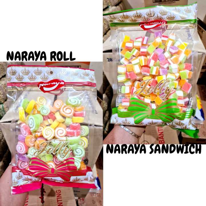 NARAYA ROLL JELLY DAN NARAYA SANDWICH KOTAK MINI, BERAT 400GRAM.permen ...