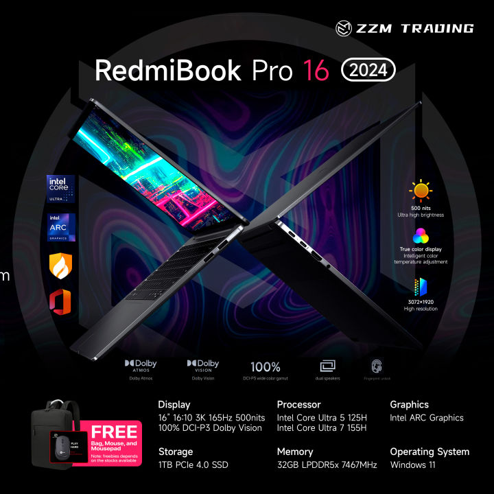 Xiaomi RedmiBook Pro 16 2024/2025 Intel Ultra 5/7 Arc GPU 16" 3K Res ...