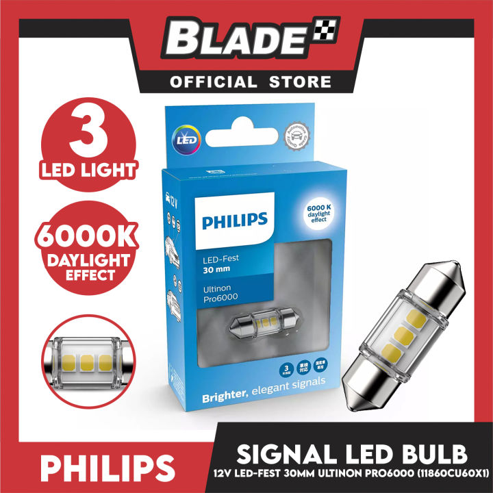Philips Ultinon Pro6000 SI Car Signaling Bulb 11860CU60X1 Led-Fest 30mm ...