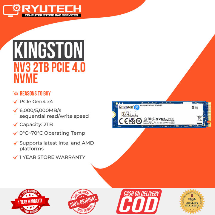 KINGSTON NV3 2TB PCIE 4.0 NVME SSD | Lazada PH