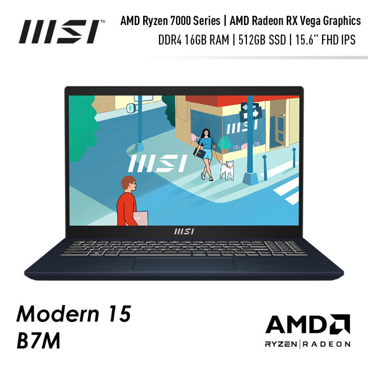 MSI Modern 15 B7M - AMD Ryzen 7000 Series Processor / 16GB DDR4 RAM / AMD RX Vega Graphics ...