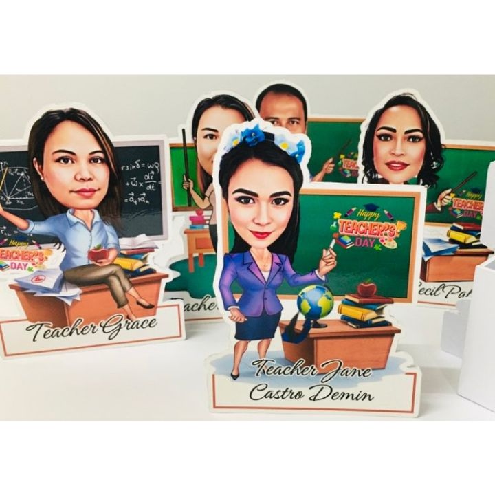 【Decorate】 Mini Standee Caricature with Pen Organizer (Teacher's Day ...