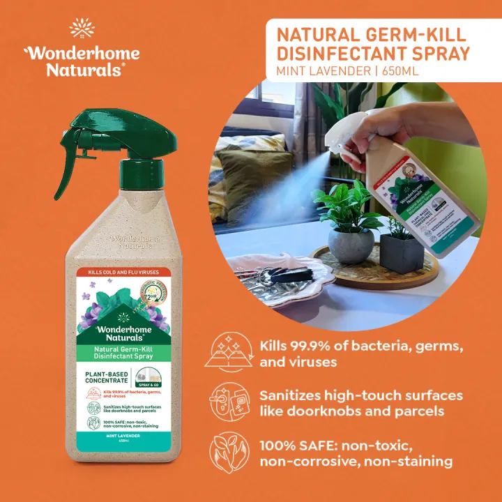 Wonderhome Natural Germ-Kill Disinfectant Spray 650 ML Mint Lavender ...