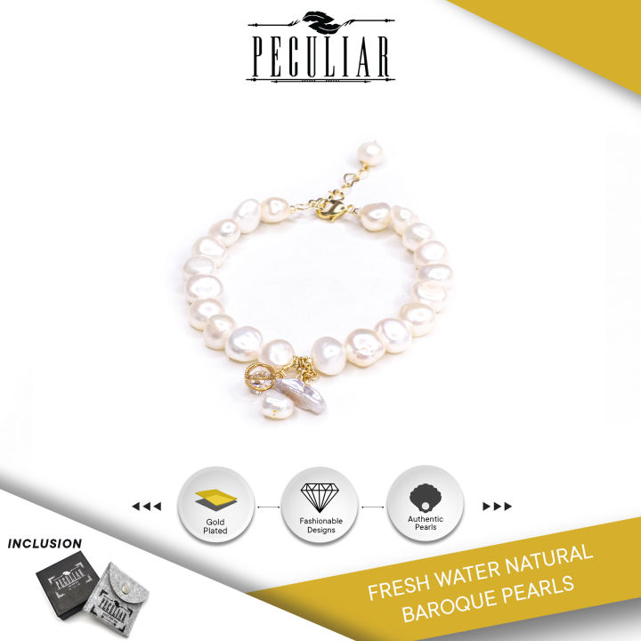 Peculiar Natural Pearls 18k Gold Plated Moon Bracelet - Jewelry | Lazada PH