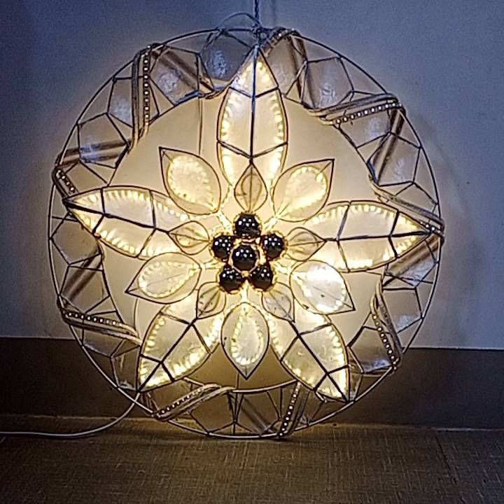 TORI CAPIZ- AUTHENTIC PONSETTIA 20 INCH NATURAL PAROL ALL LED WARM ...