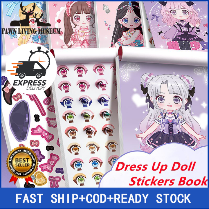 Sticker Book Stickers Paper Doll Dress Up Whole Body Dress Up Girl ...