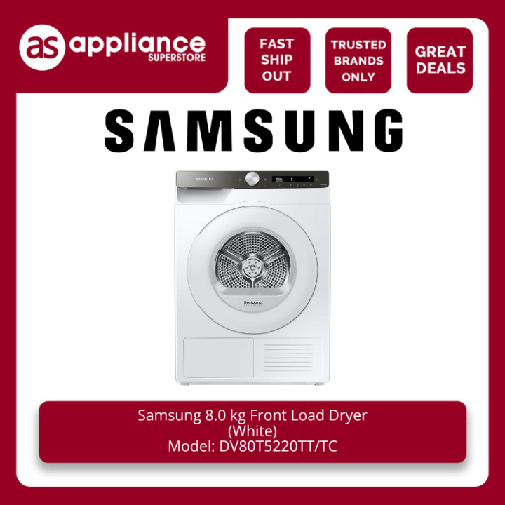 Samsung 8.0 kg Front Load Dryer (White) DV80T5220TT/TC | Lazada PH