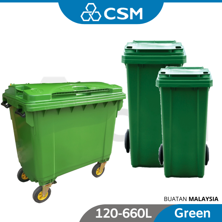 [OFFER] CSM Green Dustbin 2 Wheels 4 Wheels 120L 240L 660L Tong Sampah ...