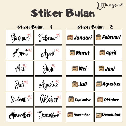 Stiker Nama Bulan | Kertas Stiker | Lazada Indonesia