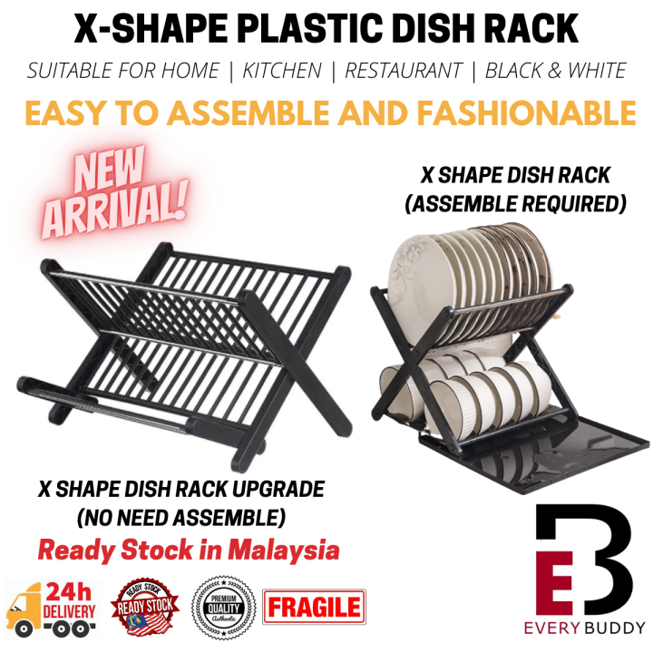 High Quality X Shape Plastic Dish Drainer Rack Foldable Rak Piring ...