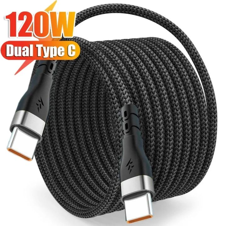 PD 120W Nylon Braided Type C Cable USB C To USB-C Fast Charging Wire for Iphone 15 14 Pro Ipad ...