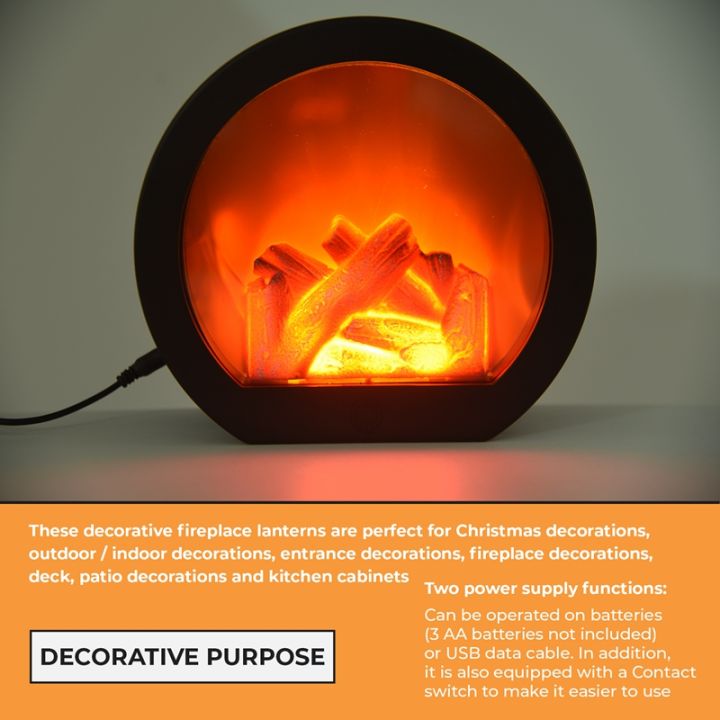 Flameless LED Fireplace Lantern Simulation LED Table Fireplace LED ...