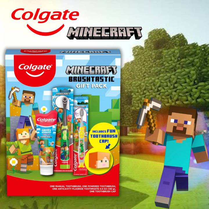 Colgate Kids Toothbrush with Toothpaste, Minecraft Gift Set ไมน์คราฟต์ ...