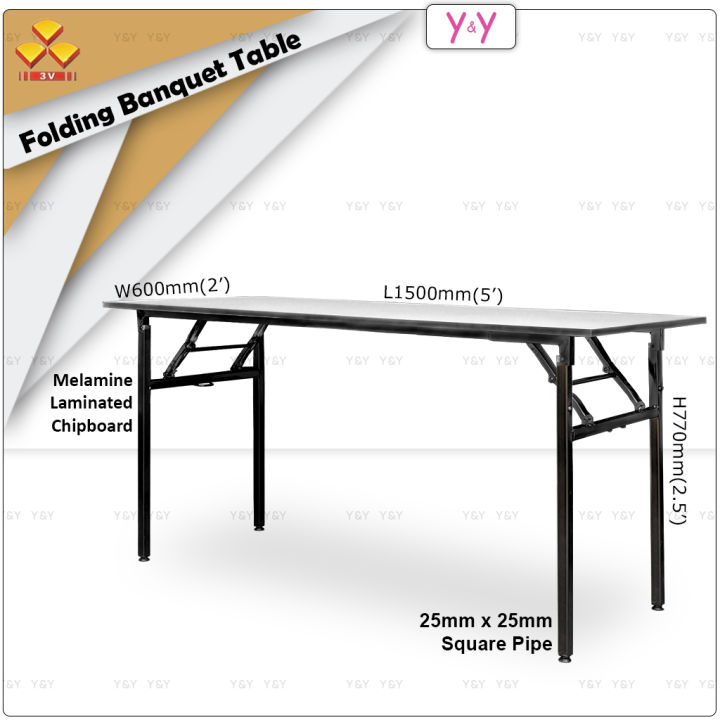 3V 2' x 5' Folding Banquet Table / Foldable Banquet Table with Melamine ...