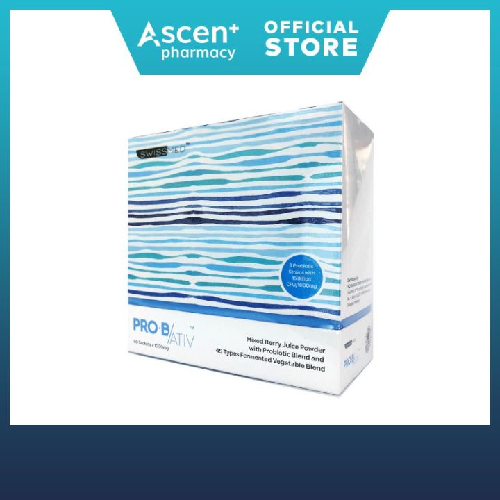 SWISSMED Pro B ATIV – Mixed Berry Juice Powder with Probiotics [1000mg ...