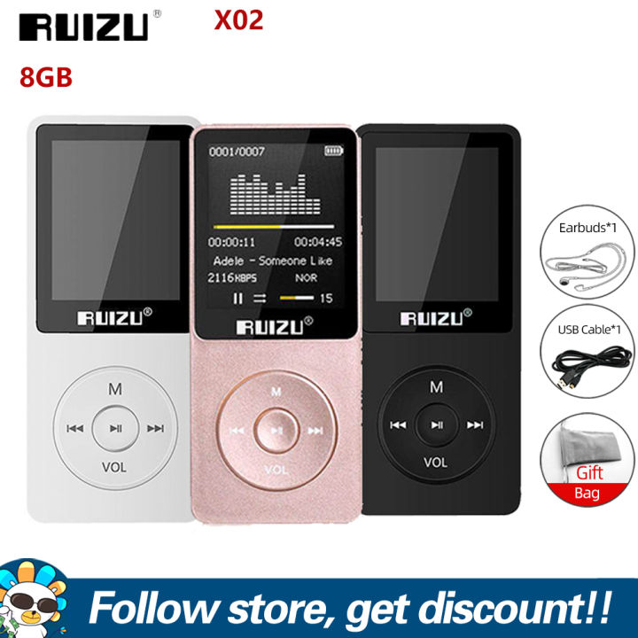 RUIZU X02 8GB Audio MP3 Player Portable Sports Music Walkman Ultrathin ...