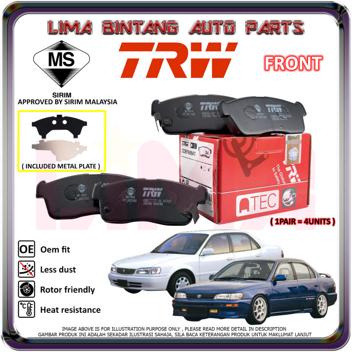 Toyota Corolla AE101 AE111 SEG Front / Rear Brake Pads , Disc Brake Pad ...