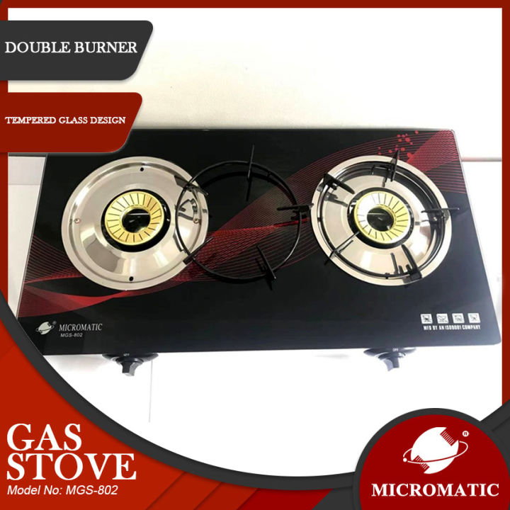 Micromatic MGS-802 Double Burner Glass Top Gas Stove | Lazada PH
