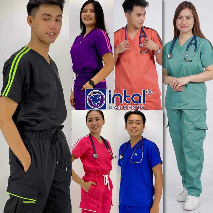 Intal Scrub Suit 031b Cargo 6 Pocket Pants Activewear Unisex Scrubs Elite Quality Scrubsuit Set