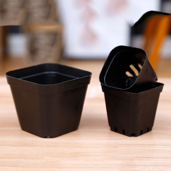 M&A 12pcs Black Flower Pots Plastic Pots Small Square Pots for ...