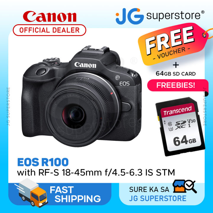 Canon EOS R100 Mirrorless Digital Camera with RF-S 18-45mm f/4.5-6.3 IS ...