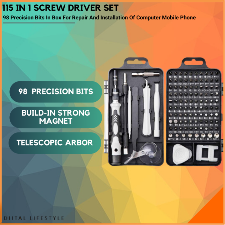 New 115 In 1 Screwdriver Set With 98 Precision Bits In Box For Repair ...