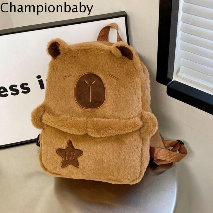 CHAMPIONBABY Big Capacity Capybara Plush Backpack Large Capacity Animal ...