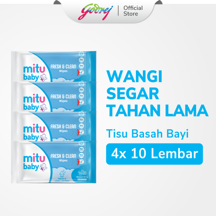 [Paket Isi 4] Mitu Baby Fresh & Clean Wipes Blossom Berry 10's - Tisu ...
